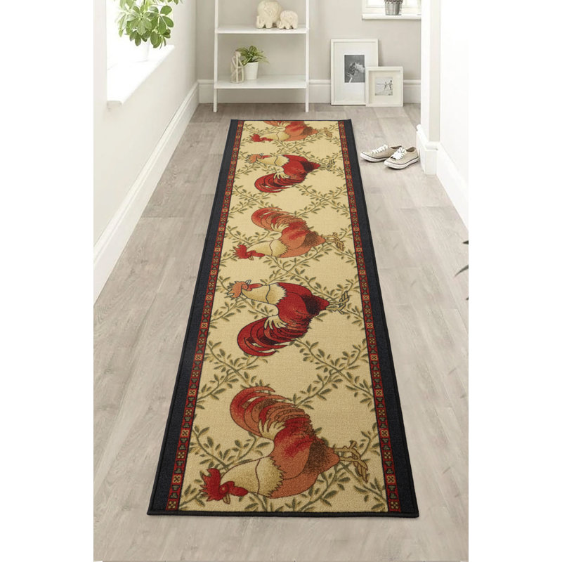 Purhome Rooster Beige Low Pile Slip Resistant Rugs & Reviews | Wayfair