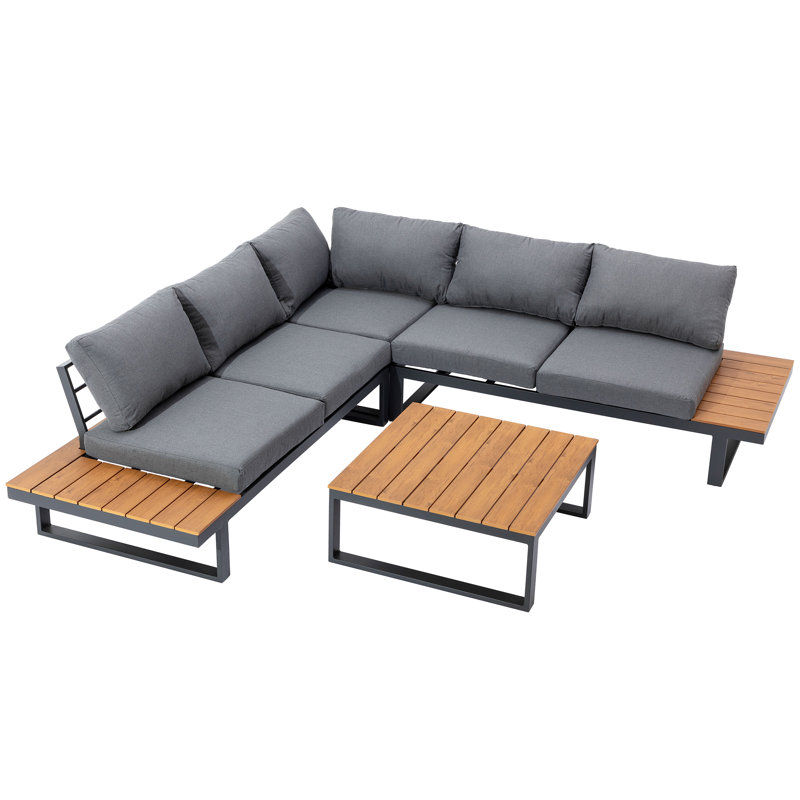 Orren Ellis Adeliah Metal 5 - Person Seating Group with Olefin Cushions ...