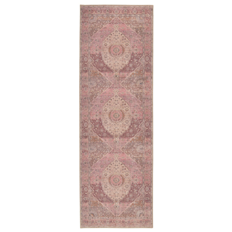 Steelside™ Machine Washable Elodie Floral Pink Area Rug | Wayfair