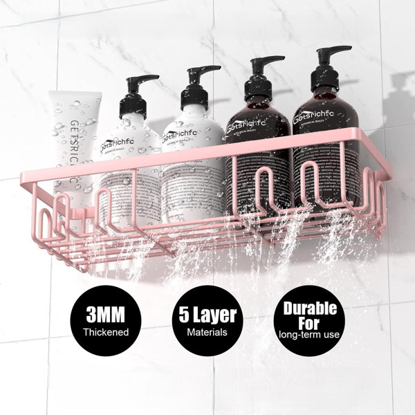 Ebern Designs White 2 Pack Adhesive Shower Cage, Shower Cage With 16 ...