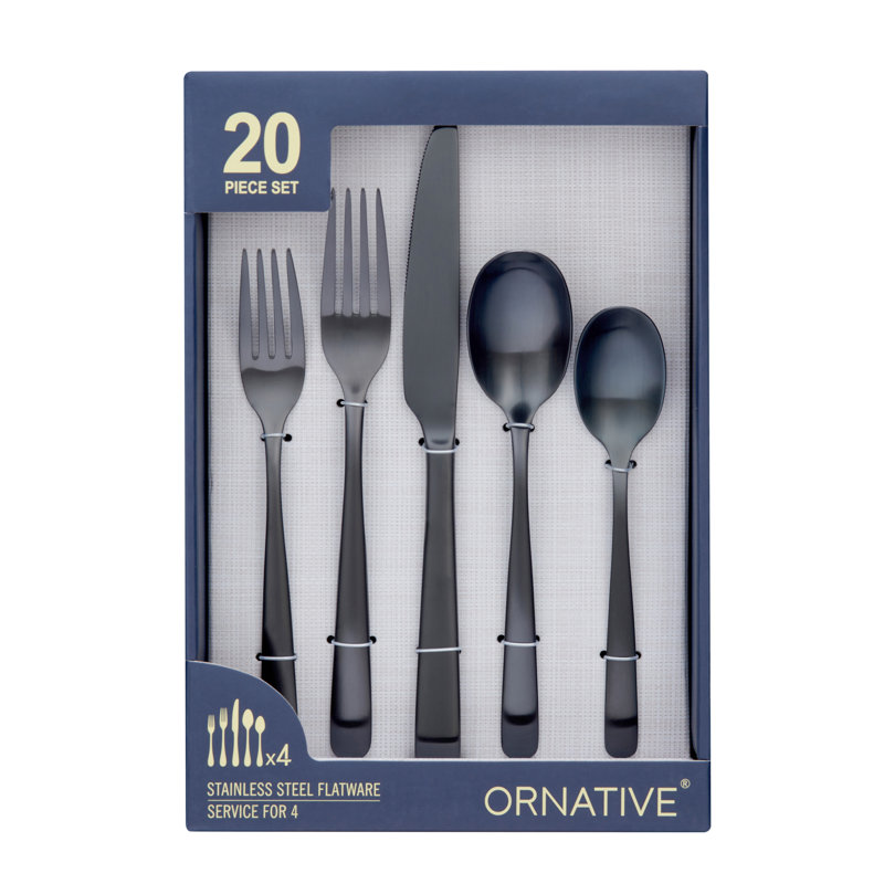 Ornative Flatware Aabbye 18/0 Stainless Steel 20 Pieces Flatware Set ...