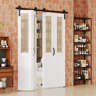 CHIC MODE Bi-Fold Sliding Barn Door, Cane Webbing Panel With Sliding ...
