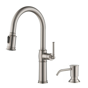Kraus Sellette Pull Down Single Handle Kitchen Faucet with Soap ...