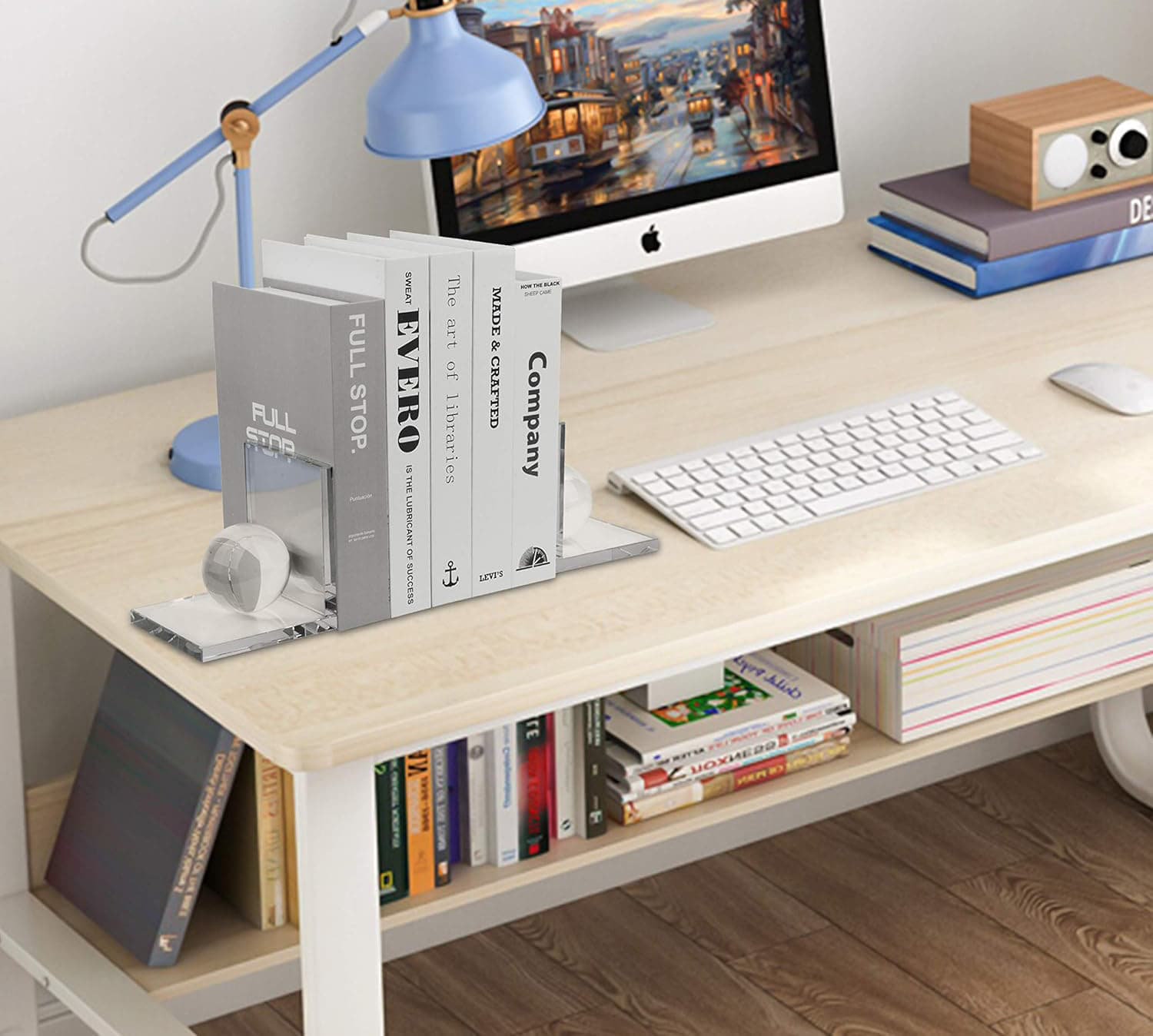 Brayden Studio Innovative Crystal Clear L - Shape Bookends with Crystal ...