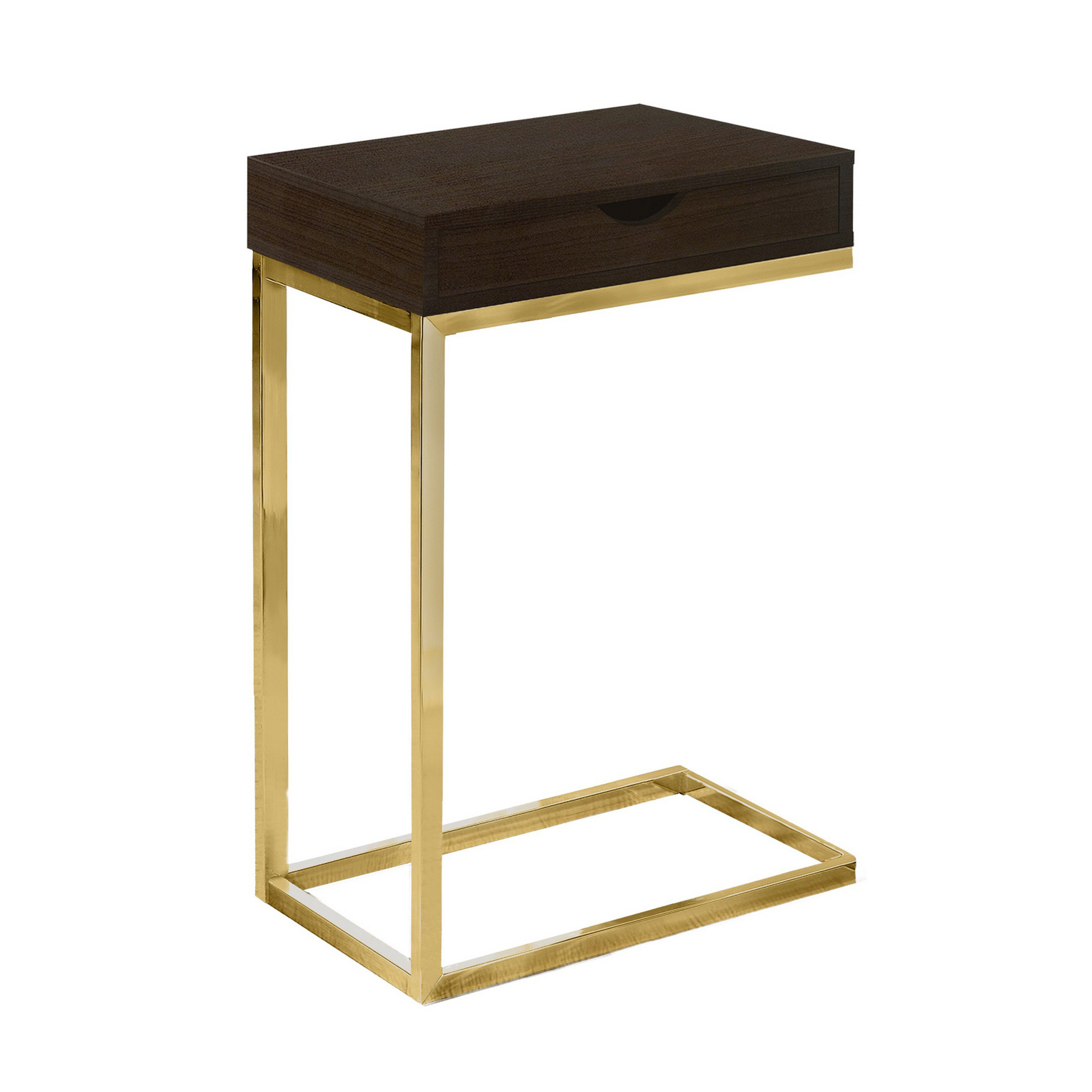 Benjara Dexy Accent Table, C Shape, 1 Drawer, Narrow 10X16 Inch, Metal ...