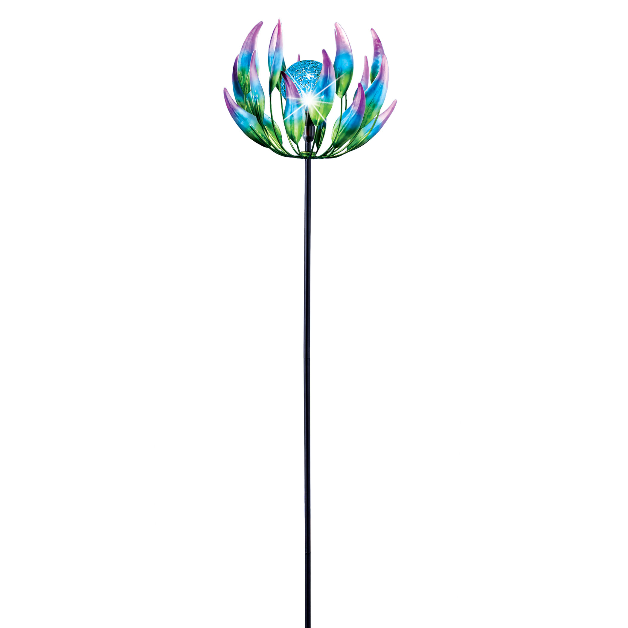 Bungalow Rose Solar Powered Color-Changing Spinning Flower Garden Stake ...