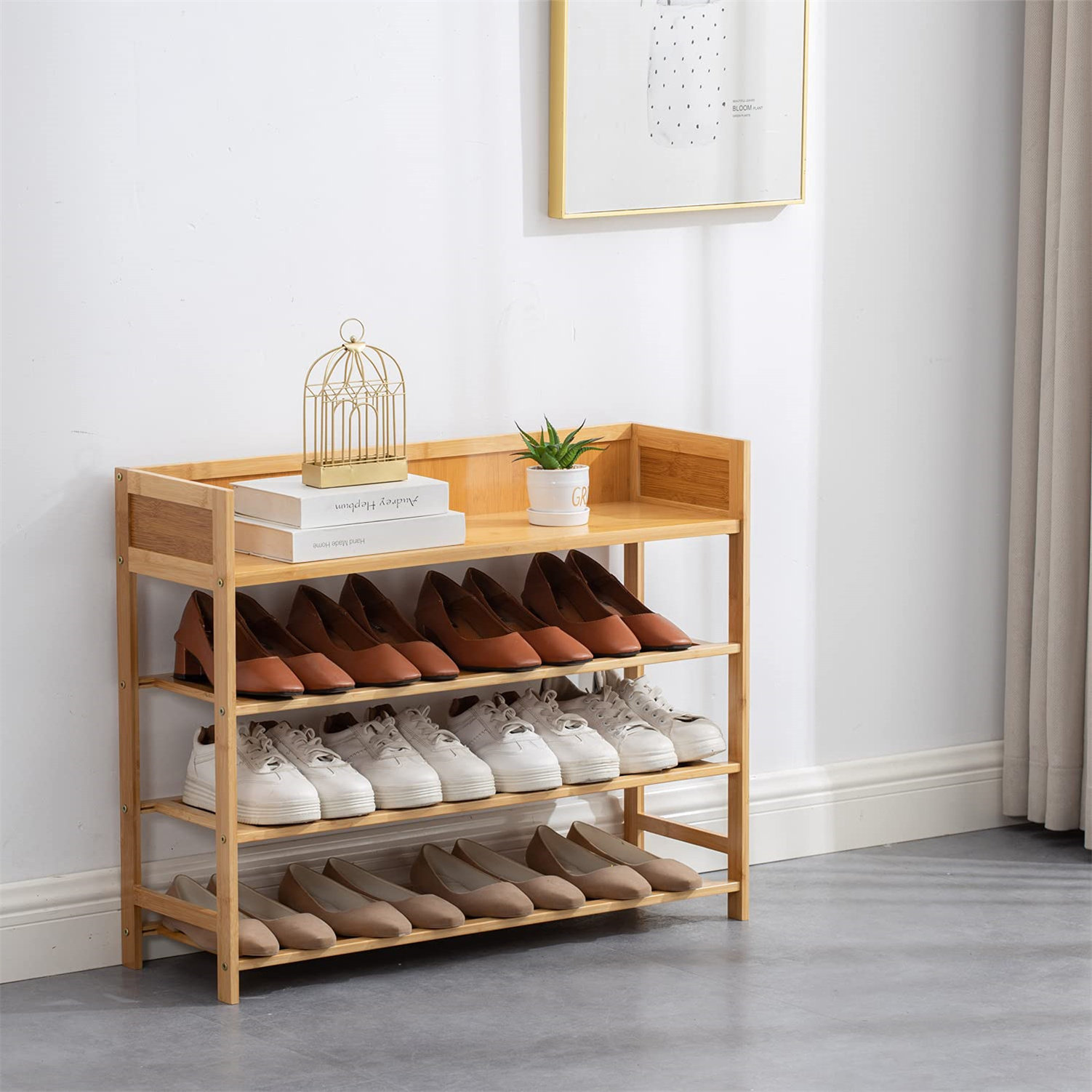 Latitude Run® Stackable Bamboo Shoe Rack - Versatile 4 Tier Shoe ...