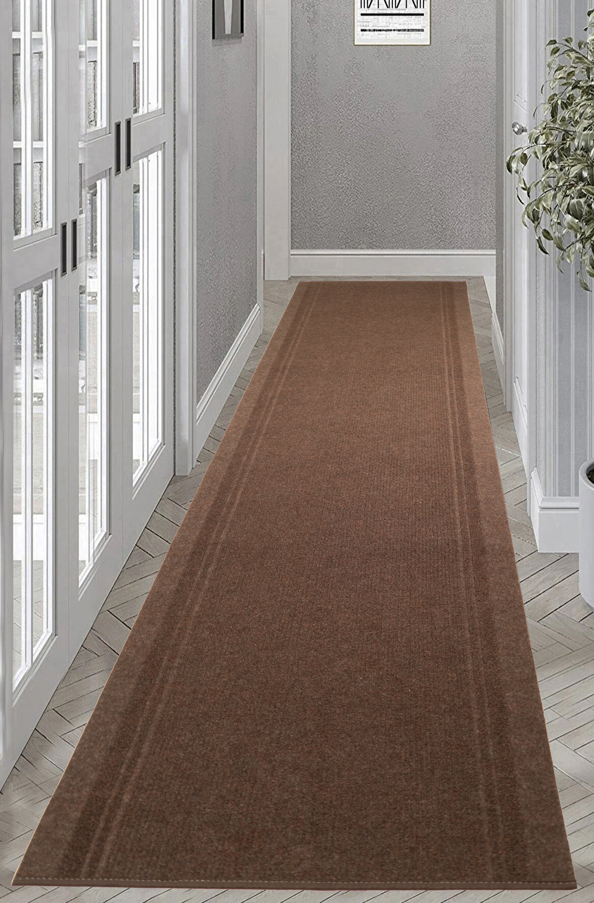 Ebern Designs Light Weight Indoor / Outdoor Slip Resistant Brown Runner ...