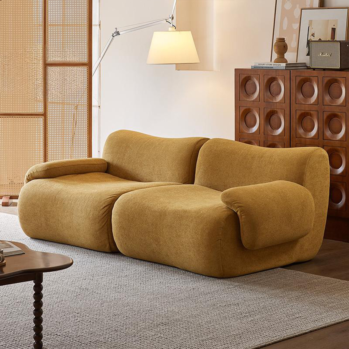Hokku Designs 77.95" Modern Minimalist Corduroy Double Compression Sofa ...