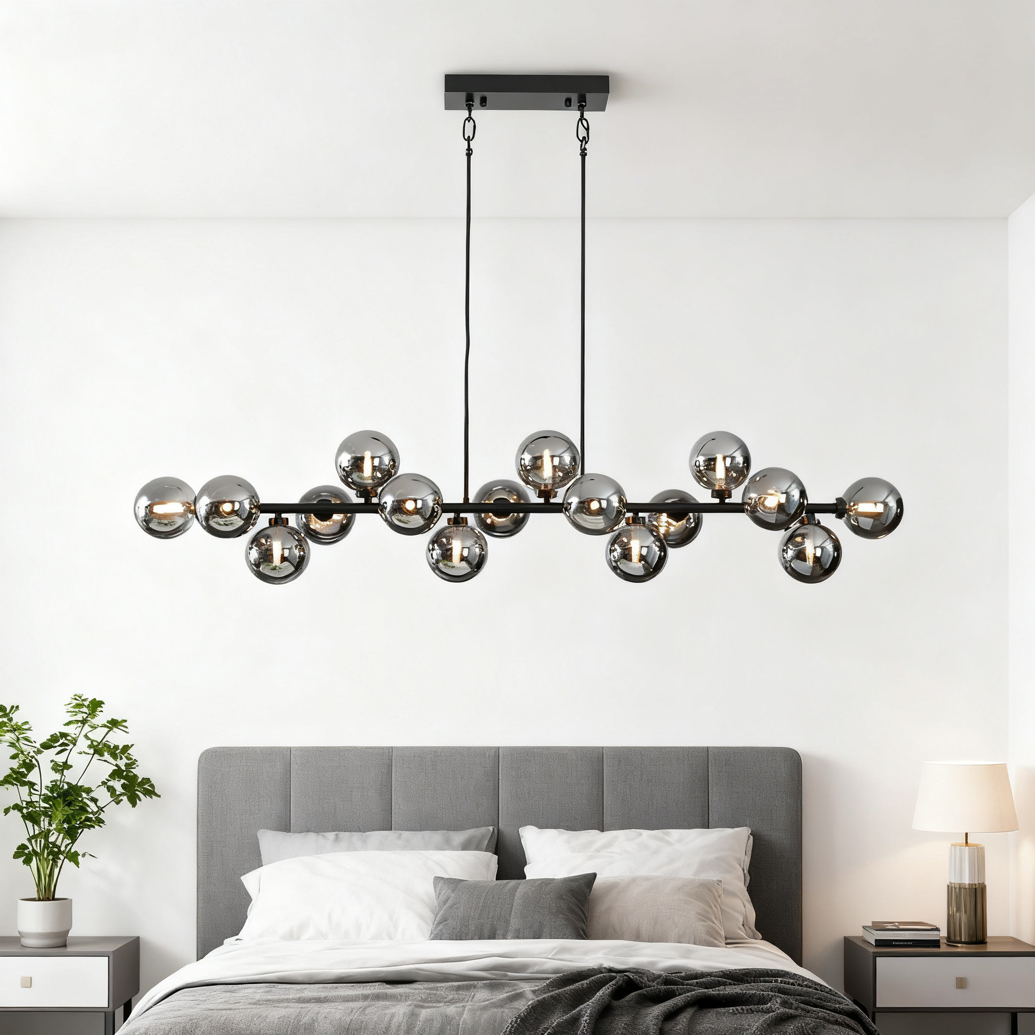 Corrigan Studio Lustre spoutnik linéaire de 55 pouces avec 16 abat ...