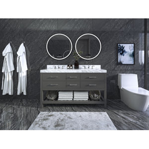 Sand & Stable Carrie 60'' Double Bathroom Vanity with Marble Top ...