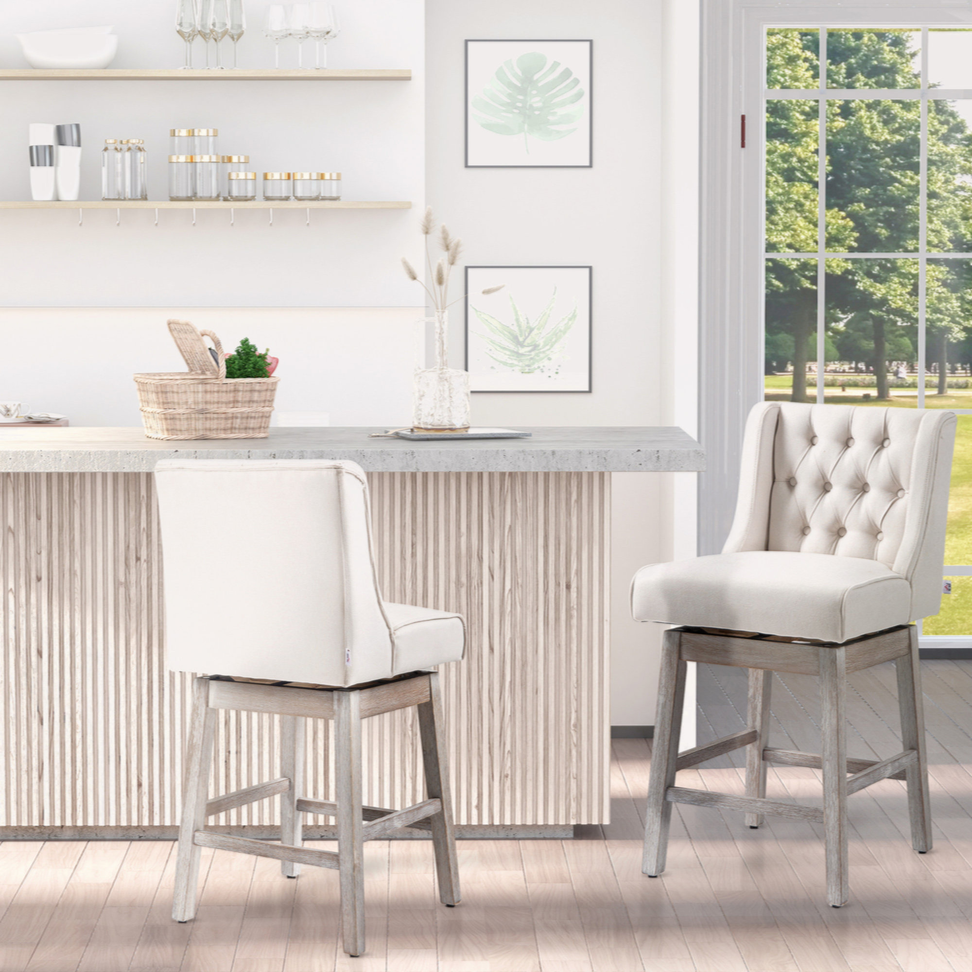 Red Barrel Studio® HOMCOM Counter Height Bar Stools Set Of 2, 180 ...