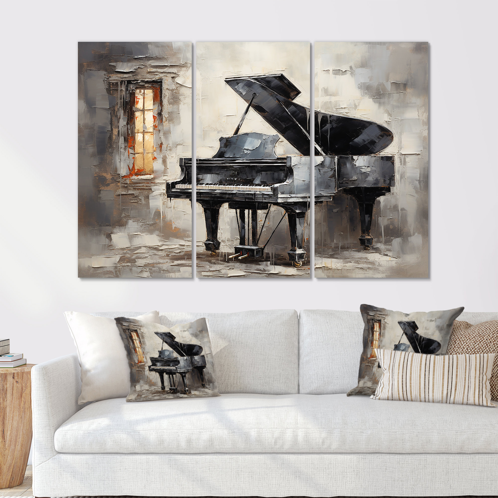Lark Manor™ Grey Piano Melancholic Melodies - Piano Canvas Art Set ...