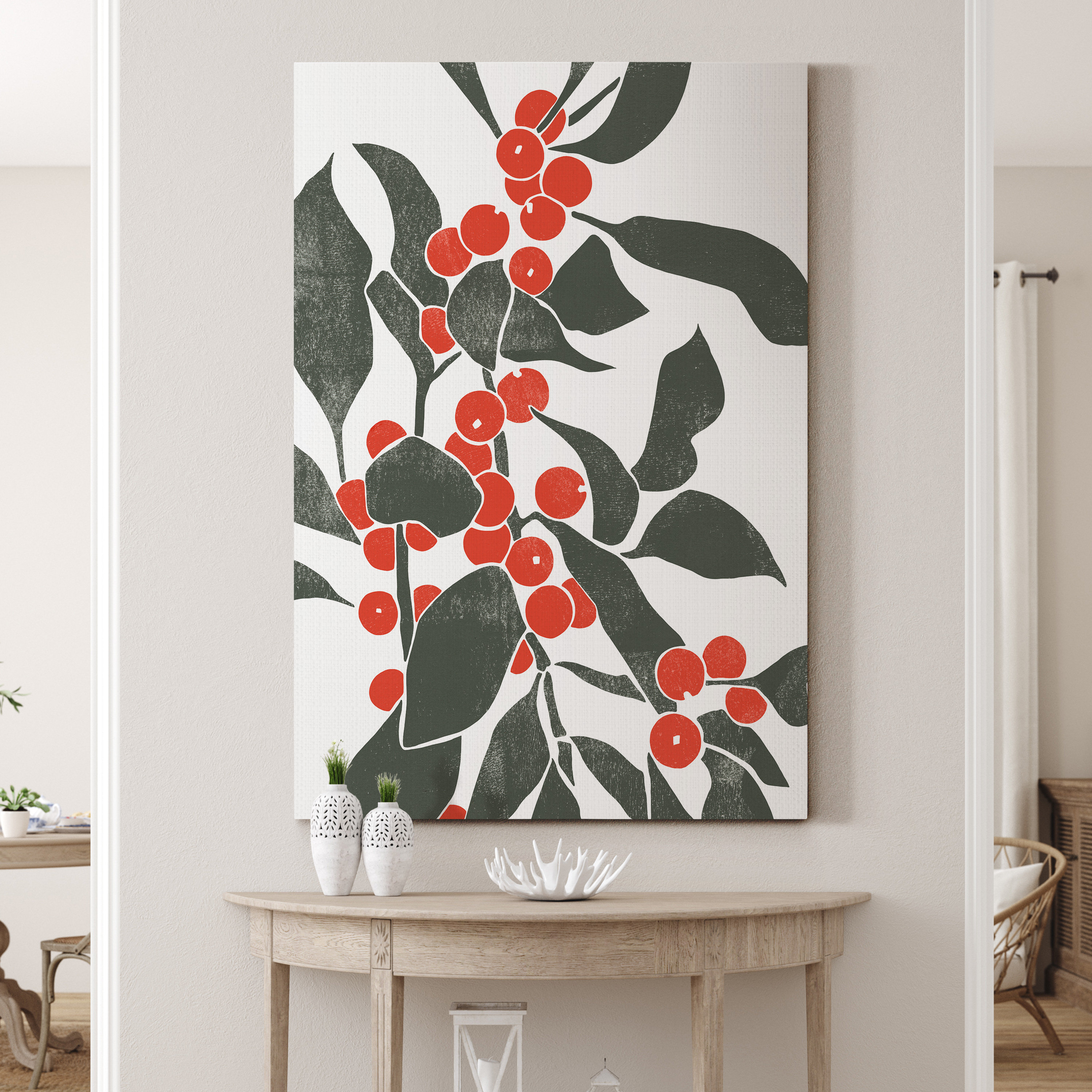 Red Barrel Studio® 'Colorblock Berry Branch IV' - Wrapped Canvas ...