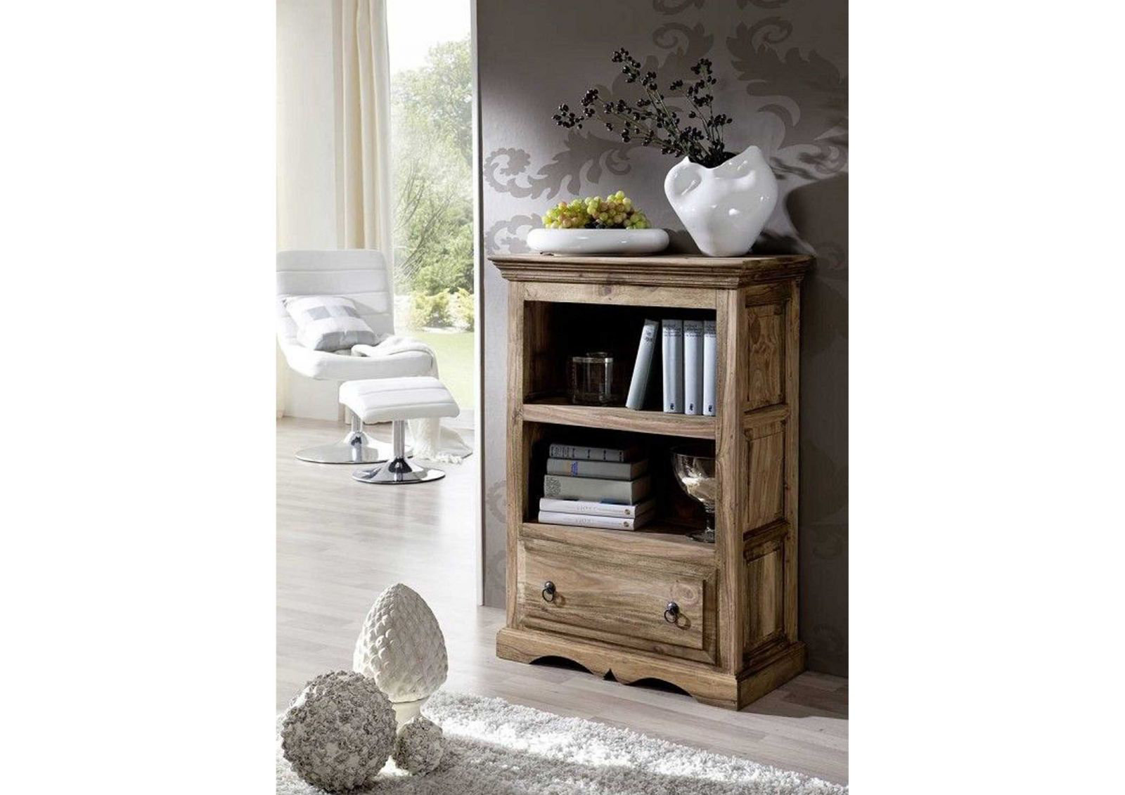 Massivmoebel24 Leeds 100cm H x 70cm W Solid Wood Barrister Bookcase ...