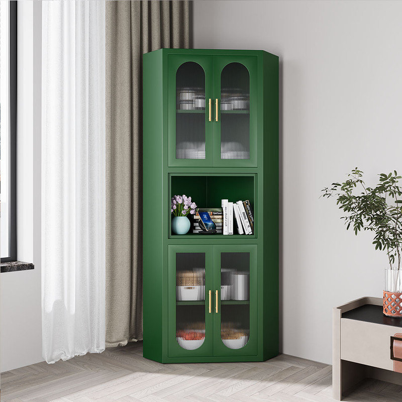 Mercer41 Accent Metal Sturdy Tall Corner Storage Cabinet For Kitchen ...