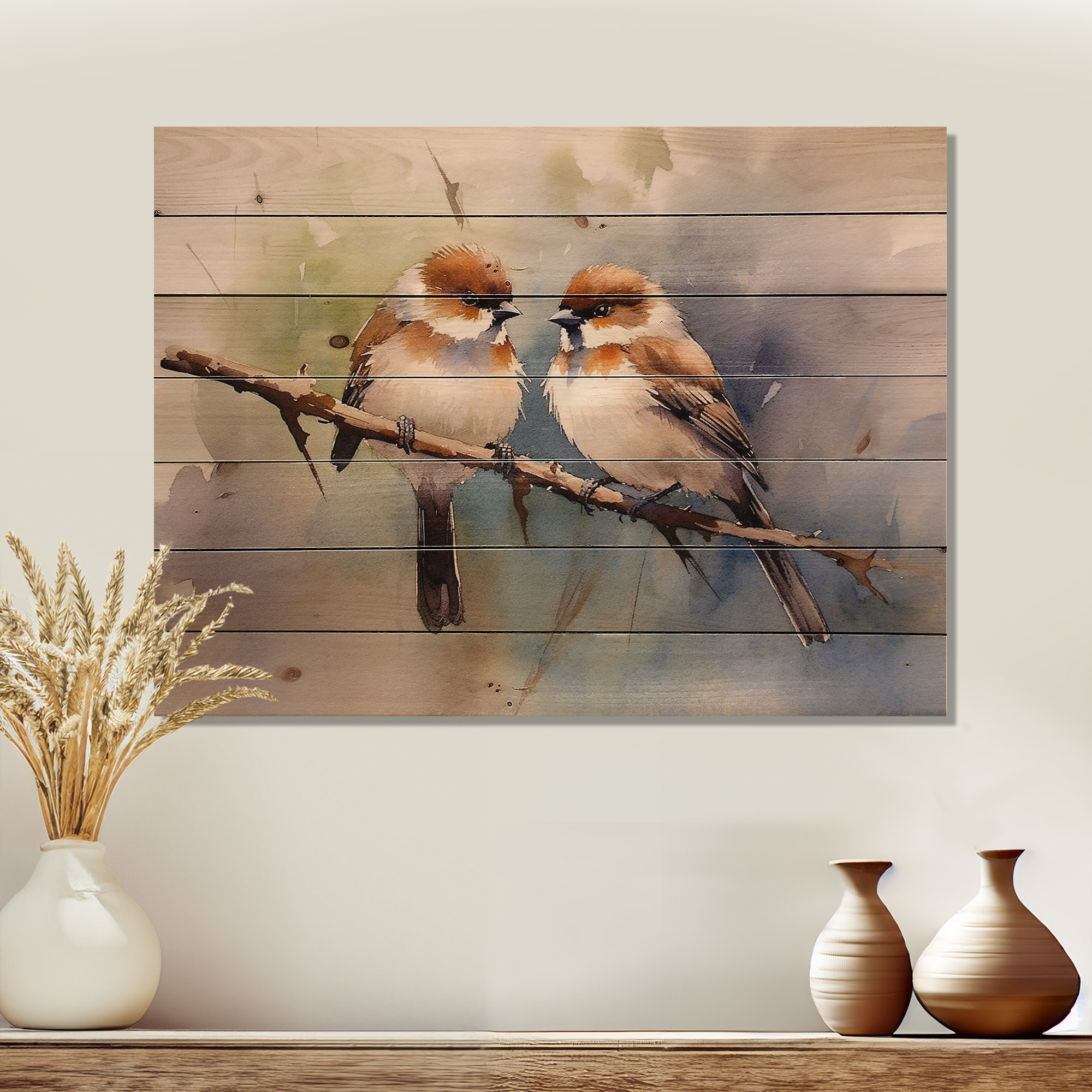Red Barrel Studio® Beige and Brown Sparrow Birds IV - Unframed Print on ...