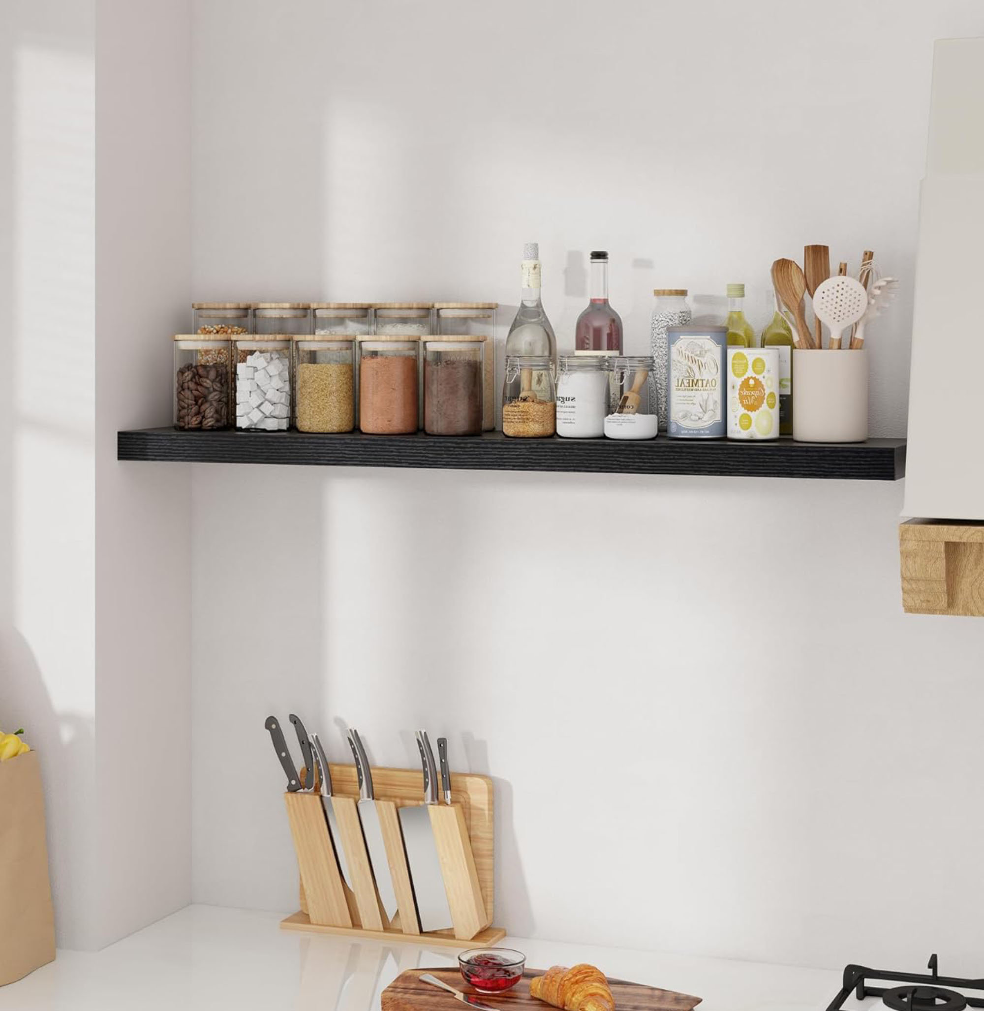 Ebern Designs Floating Shelves For Wall, 120Cm Black Floating Shelves ...