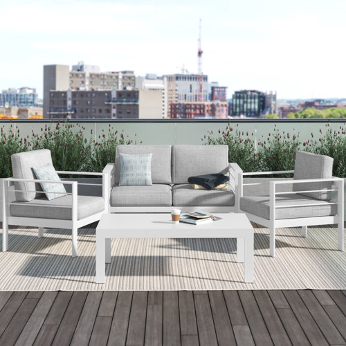 Green4ever Brandtley Aluminum 4-Person Sofa Seating Group with Cushions ...