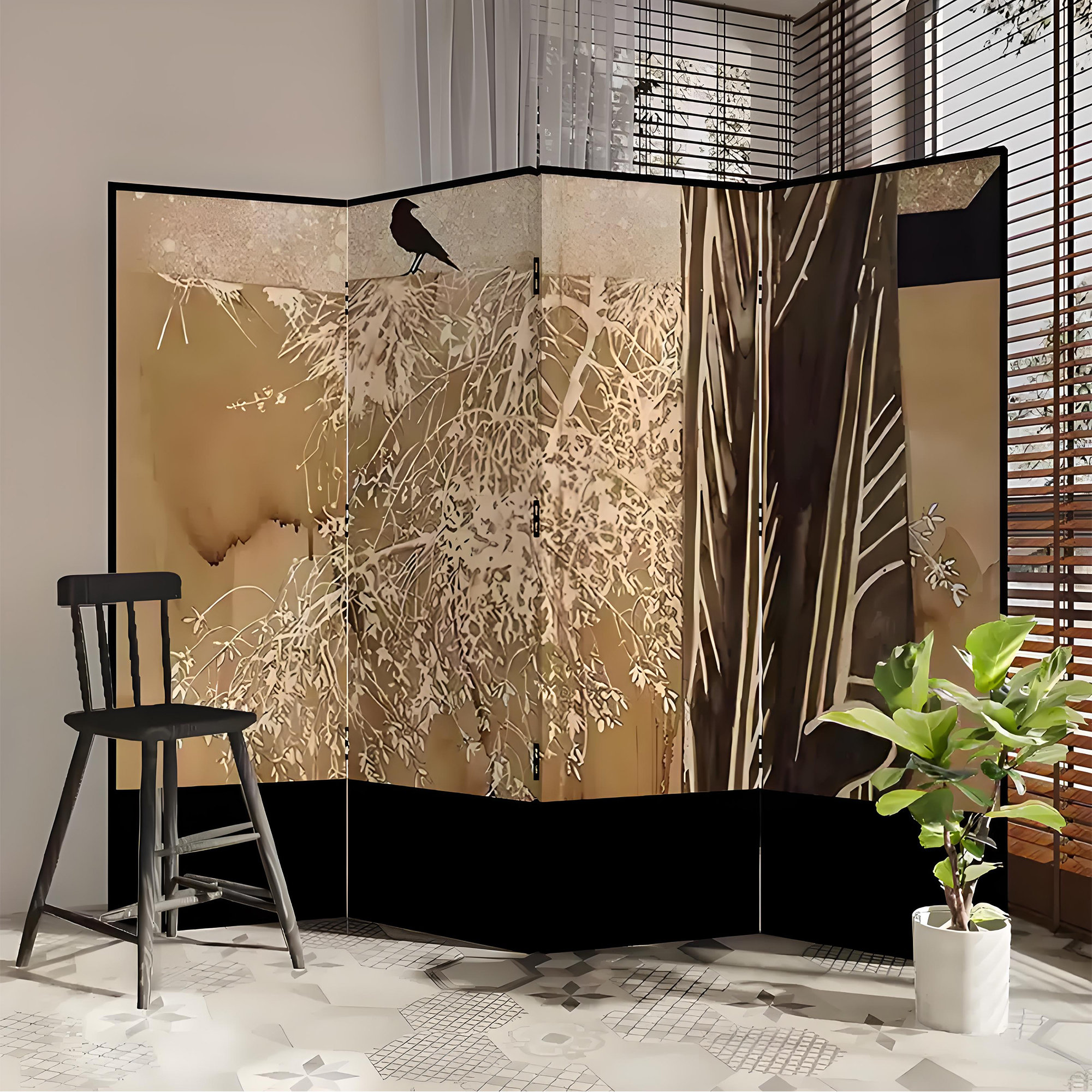 Winston Porter Vintage Tropical Shadow Screen | Wayfair