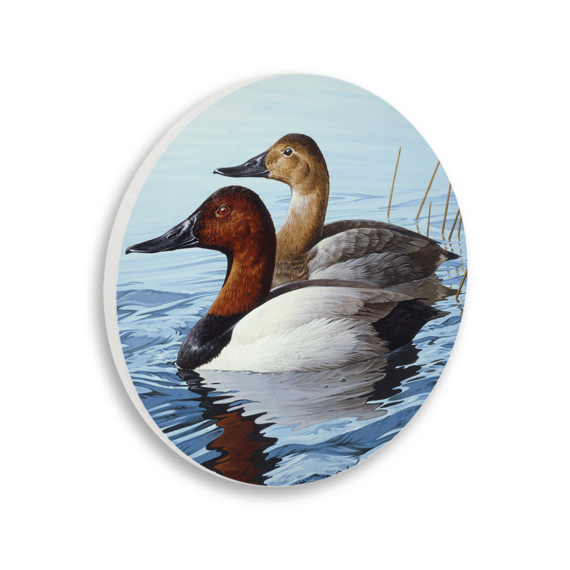 Union Rustic Traditional Canvasback Ducks Circular Wall Plaque by Rod ...