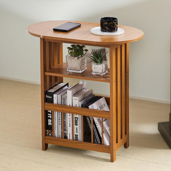 FURNOLD 3 Tier Foldable Side Table with Storage, End Accent Tables ...