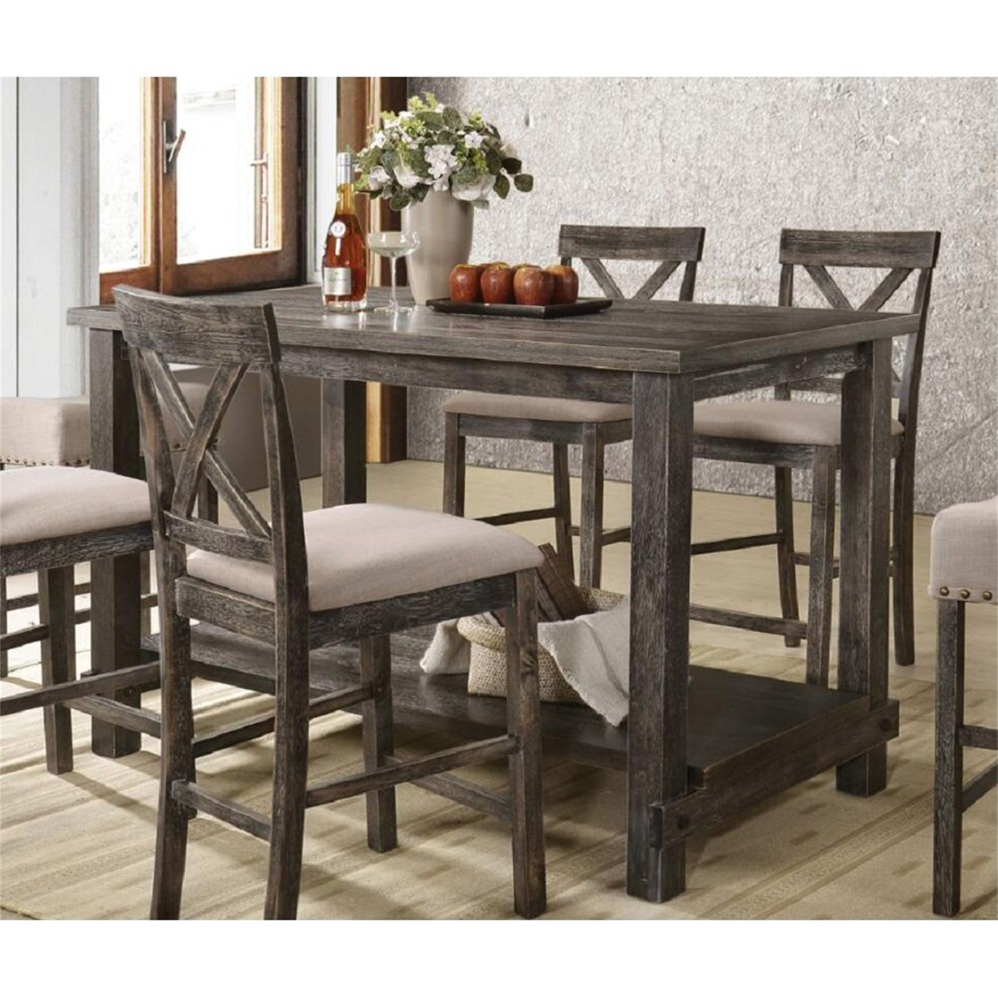 August Grove® Darbey II Counter Height Table In Weathered Gray,Kitchen ...