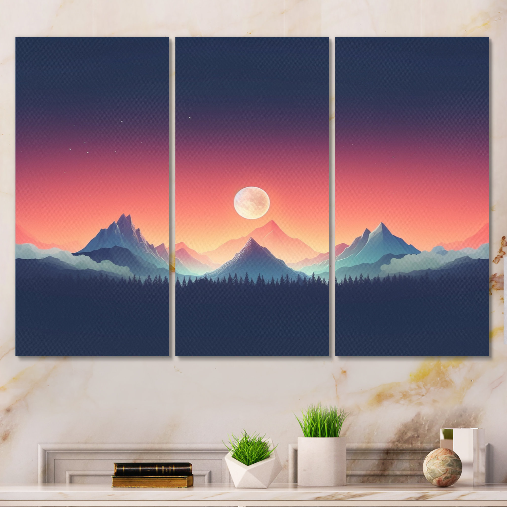 Millwood Pines Minimalism Alpine Beauty II On Canvas 3 Pieces Print ...