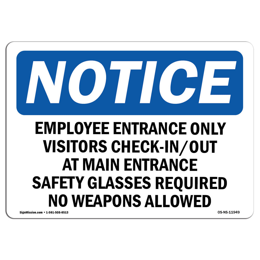 SignMission Employee Entrance Only Visitors Check-in out Sign | Wayfair