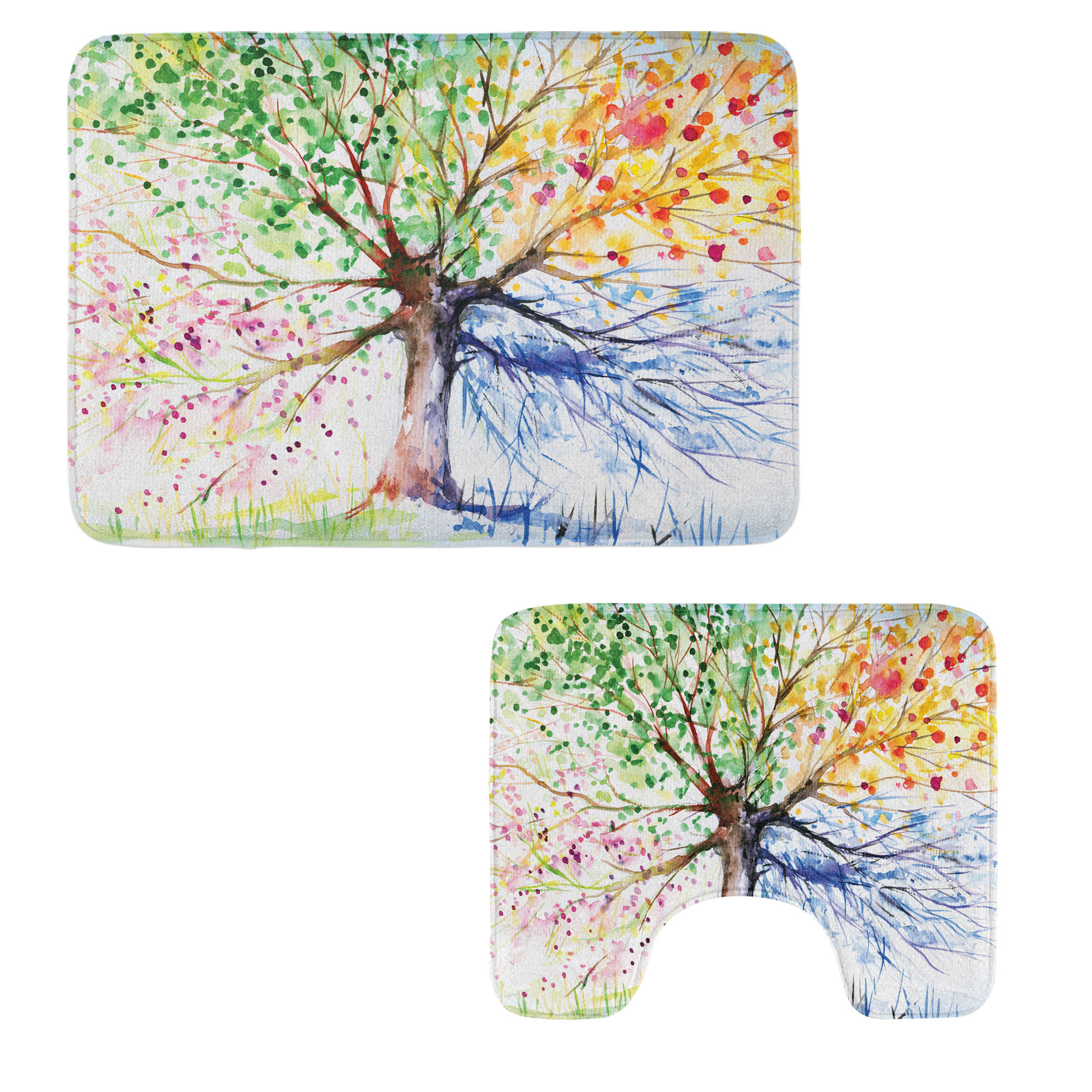 East Urban Home Tree Bathroom Rug Set 2 Pieces Rectangle & Contour Mats ...