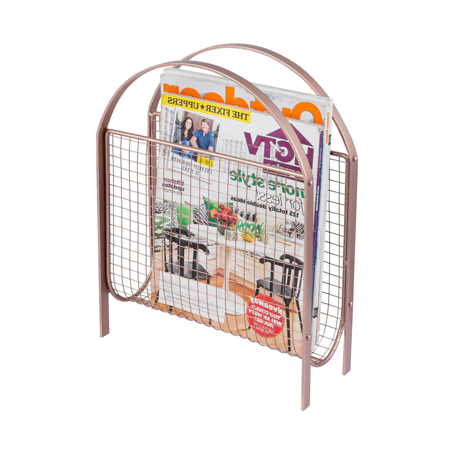 17 Stories Simple design magazine rack, metal mesh independent magazine ...