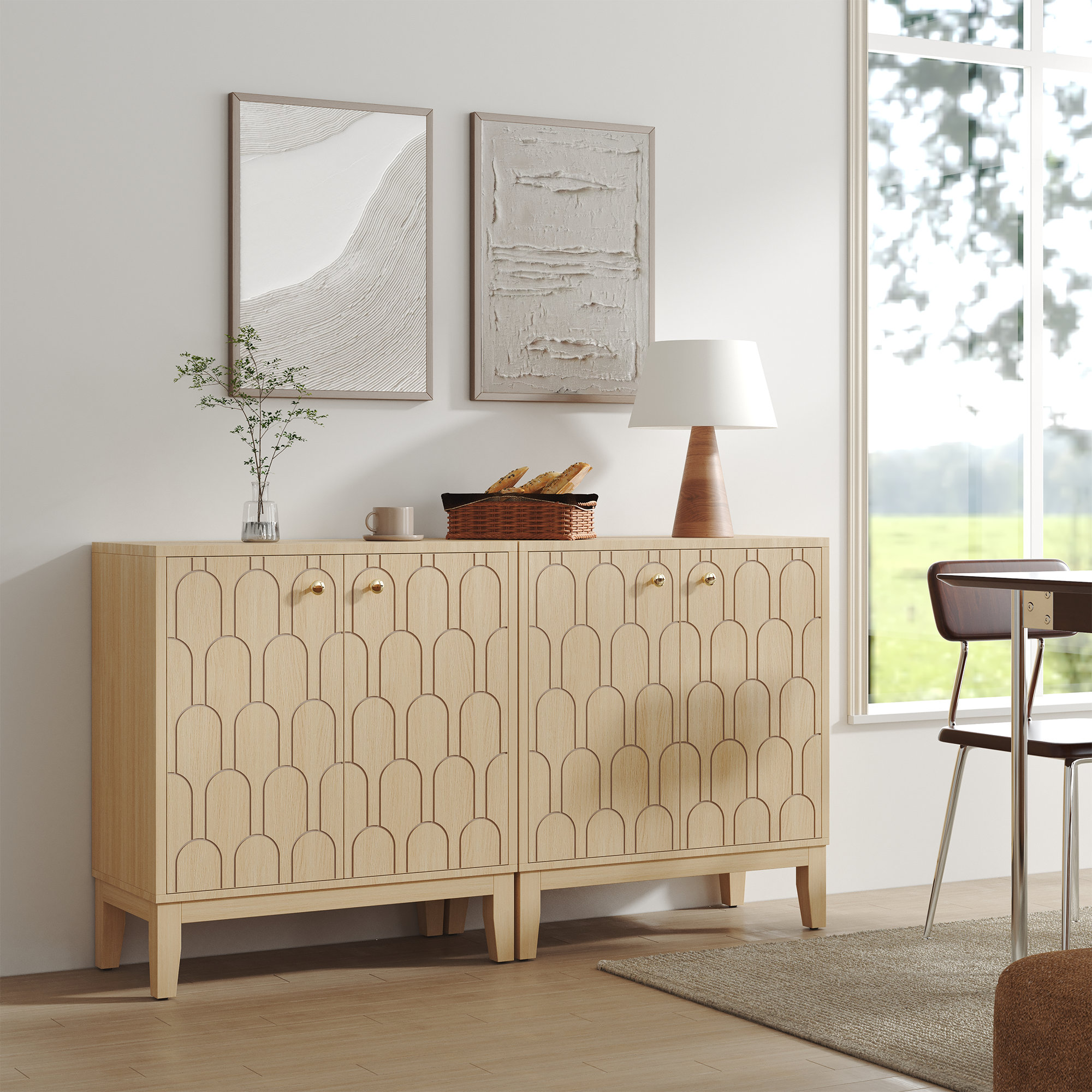 Winston Porter Boho Buffet Cabinet With Storage, 68-inch Sideboard ...