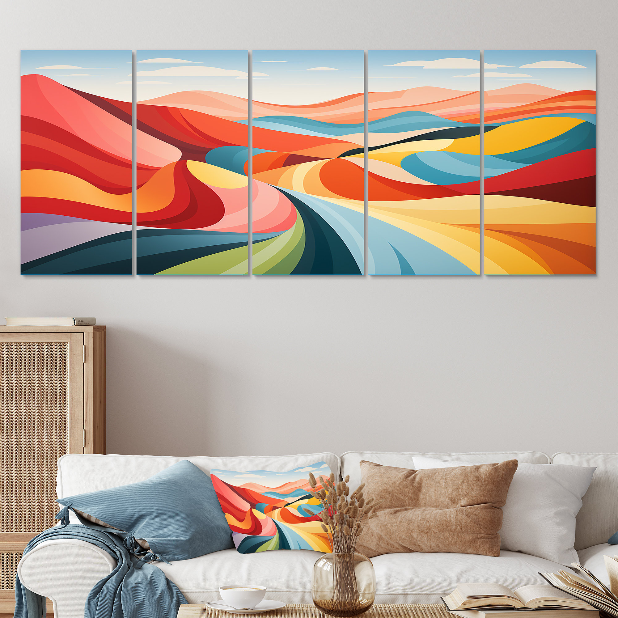 Ivy Bronx Minimalist Multicolor Country Side Rolling II - Meadow 5 ...