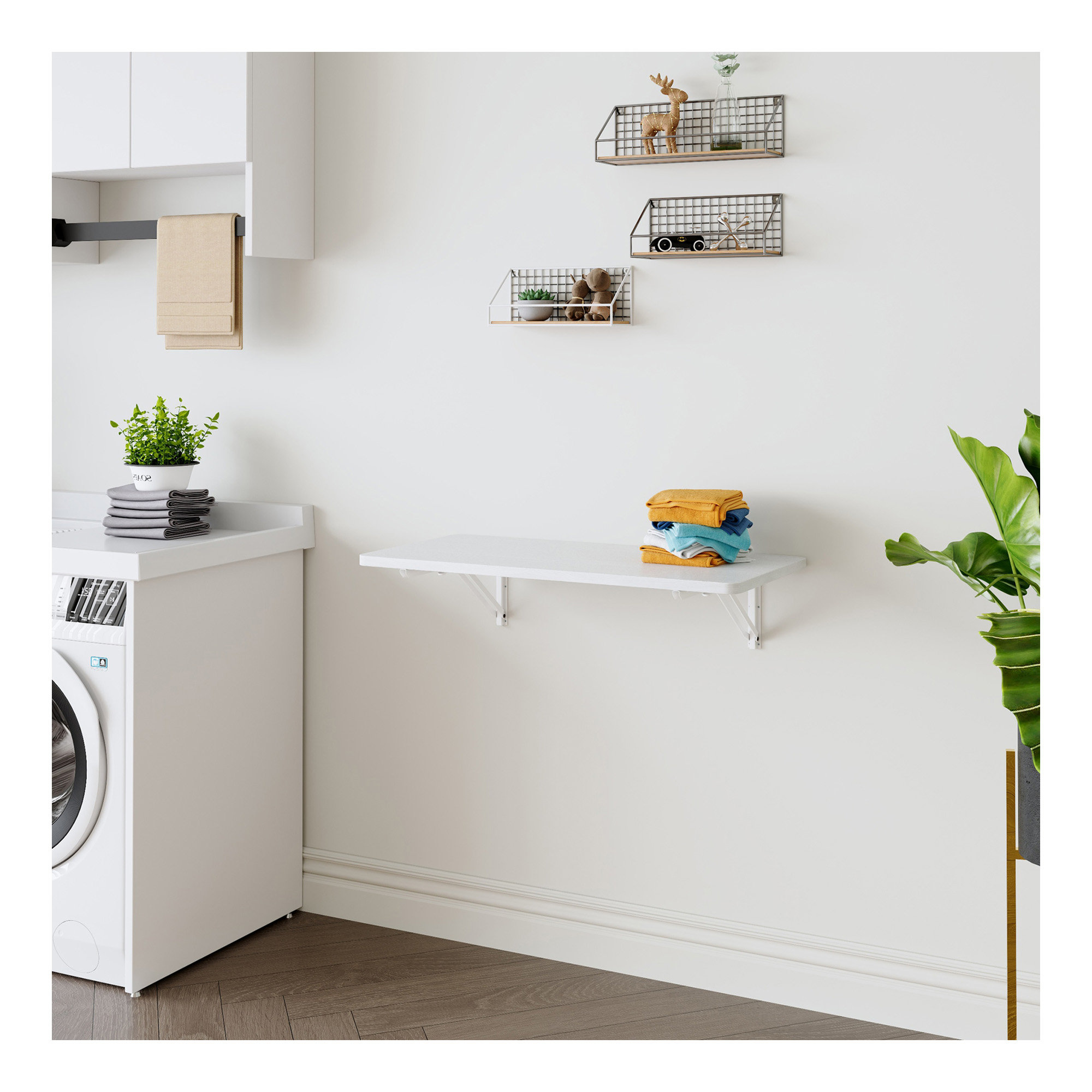 Latitude Run® Laundry Room Folding Table Wall Mounted Folding Table For ...