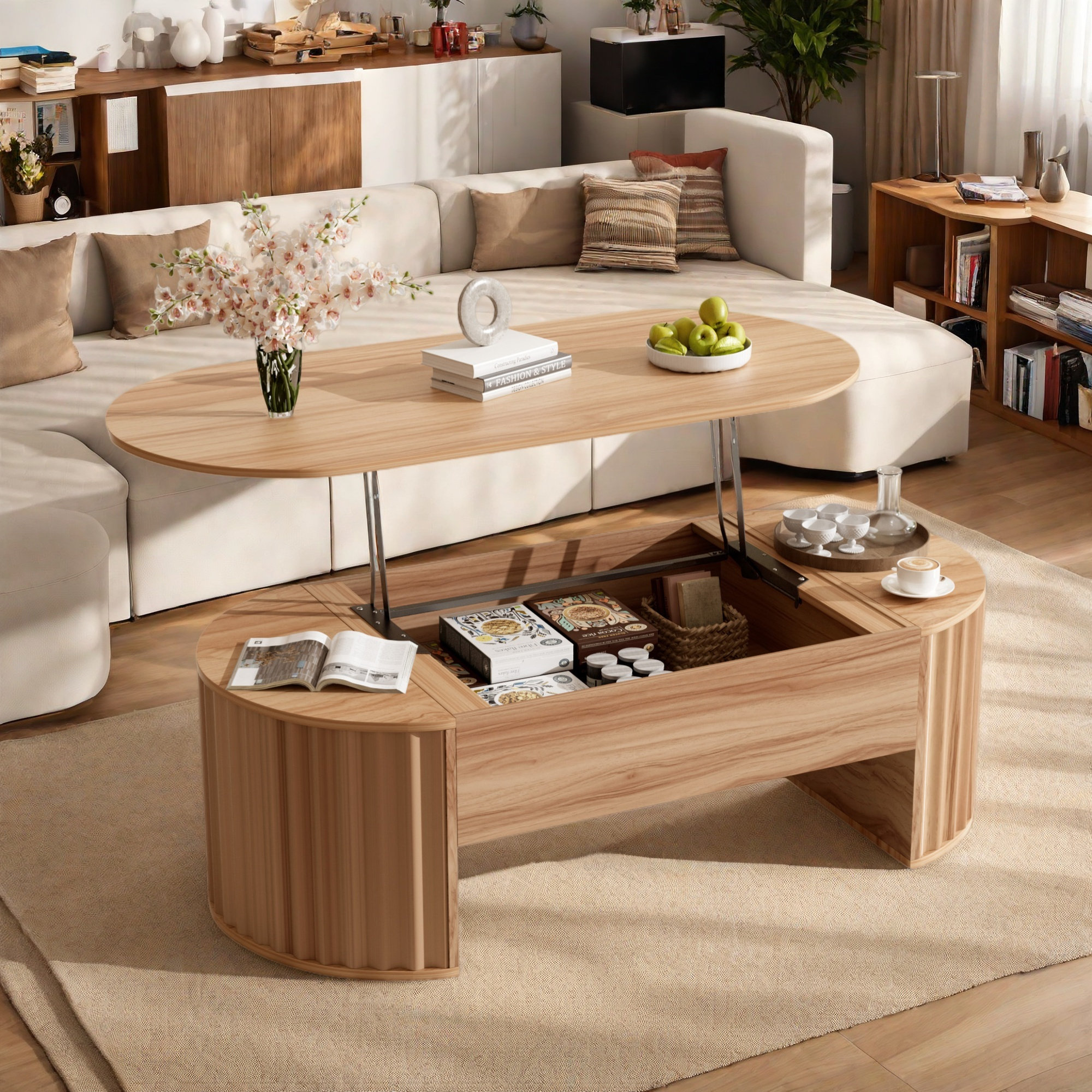 Latitude Run® Coffee Table With Hydraulic Lift Mechanism, Hidden ...