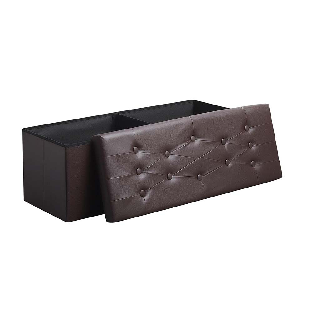 Ebern Designs Storage Ottoman Folding Foot Rest Stool, Leather ...