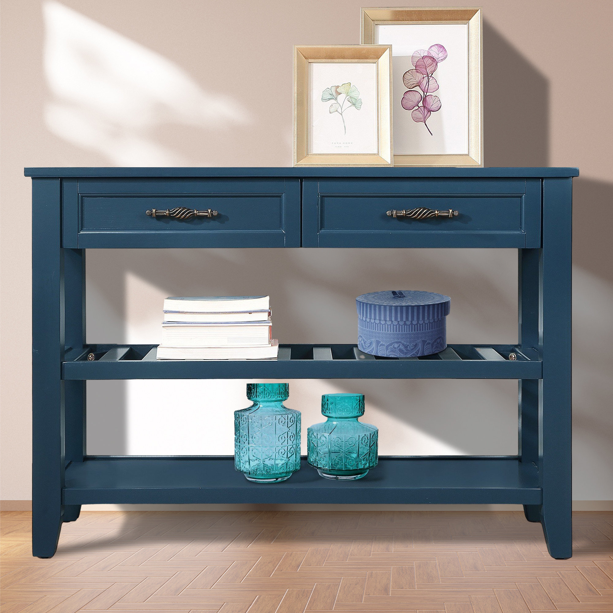 Breakwater Bay Console Sofa Table With 2 Storage Drawers And 2 Tiers ...