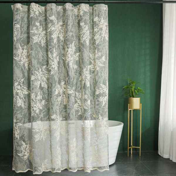 Bay Isle Home™ Lace Shower Curtain - Classic Maple Leaf Fall Shower ...