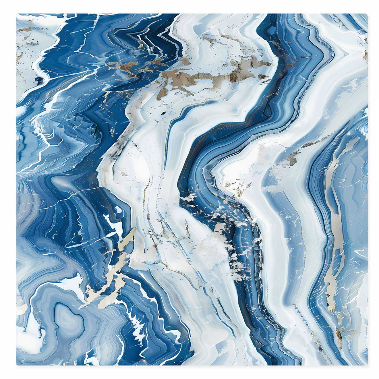 Highland Dunes Abstract Blue Crystal Marble V Modern Unframed Art Print ...