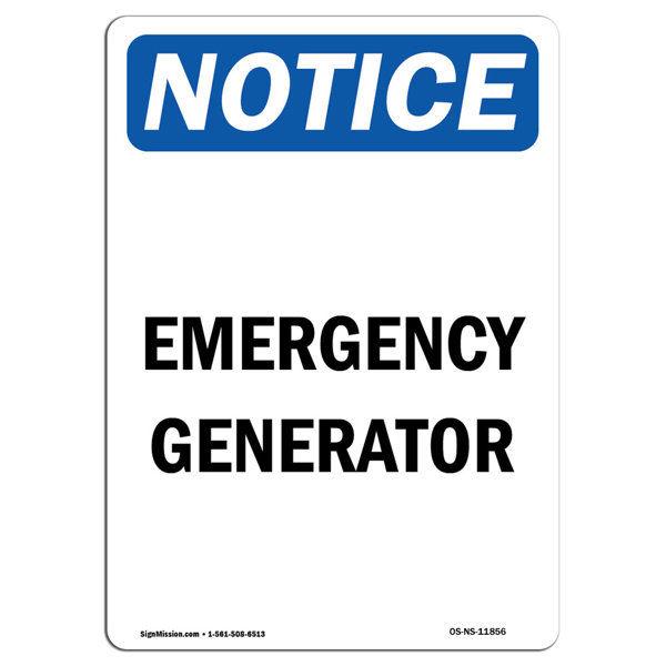 SignMission Emergency Generator Sign | Wayfair