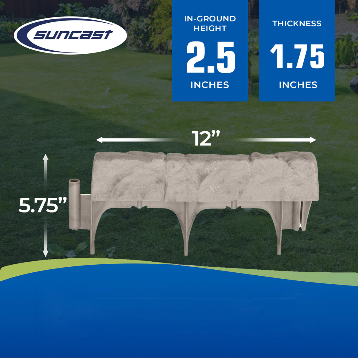 Suncast 10 Piece Landscape Design Border Decorative Rock Stone Edging ...