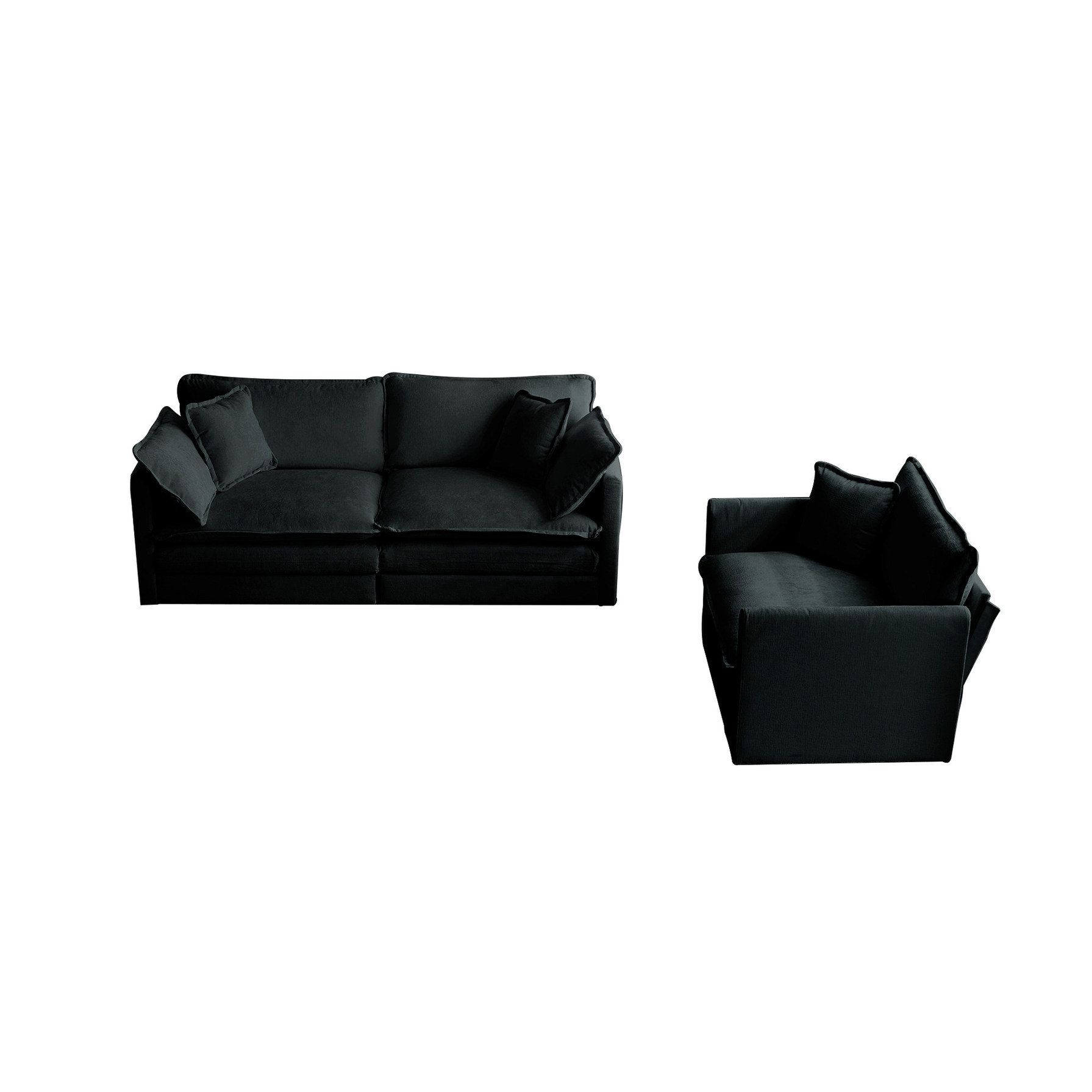 Latitude Run® 2 Piece & Chair In Black Chenille. Solid Wood Base ...