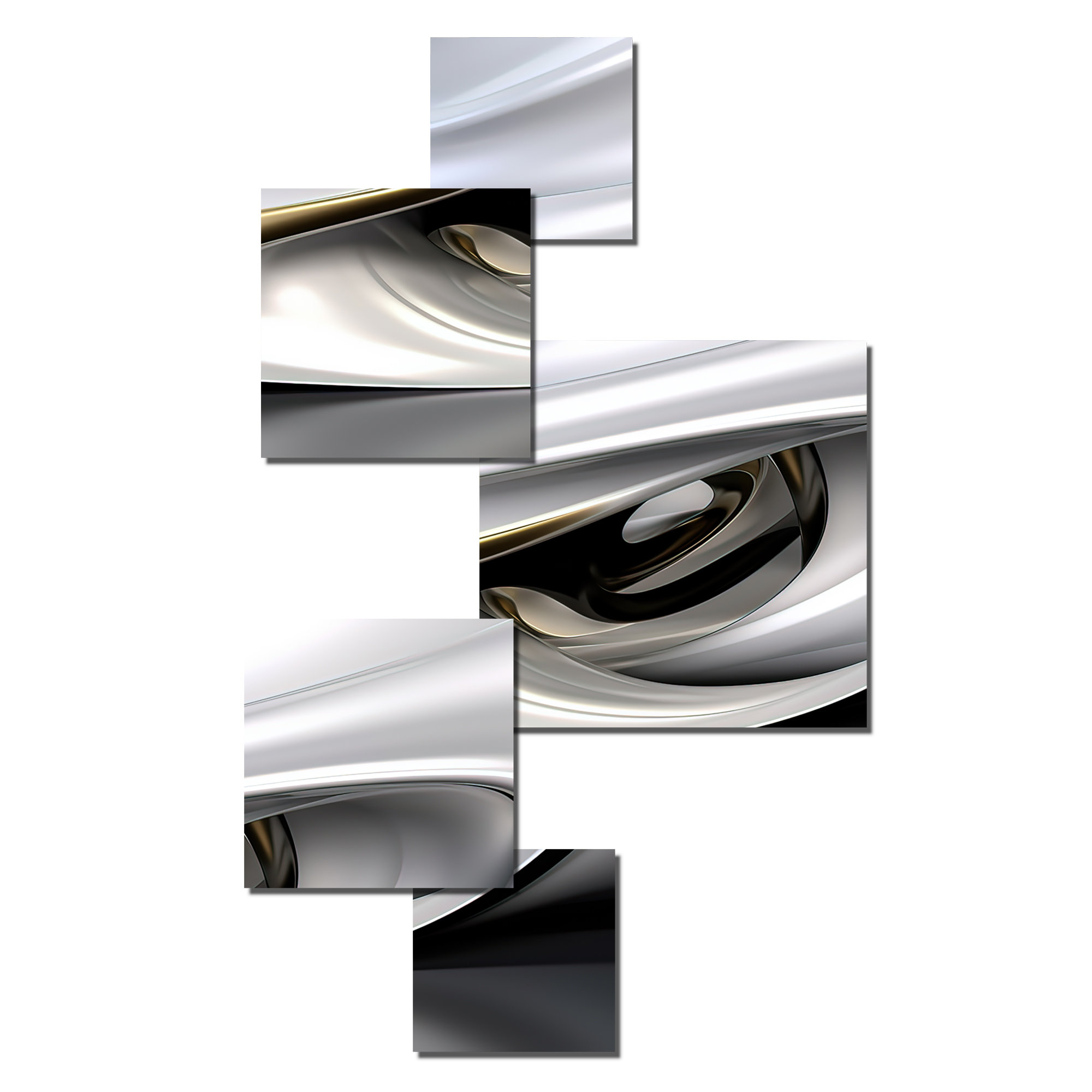 Orren Ellis Gold White Infinite Ripples - Modern Waves Metal Wall Décor ...