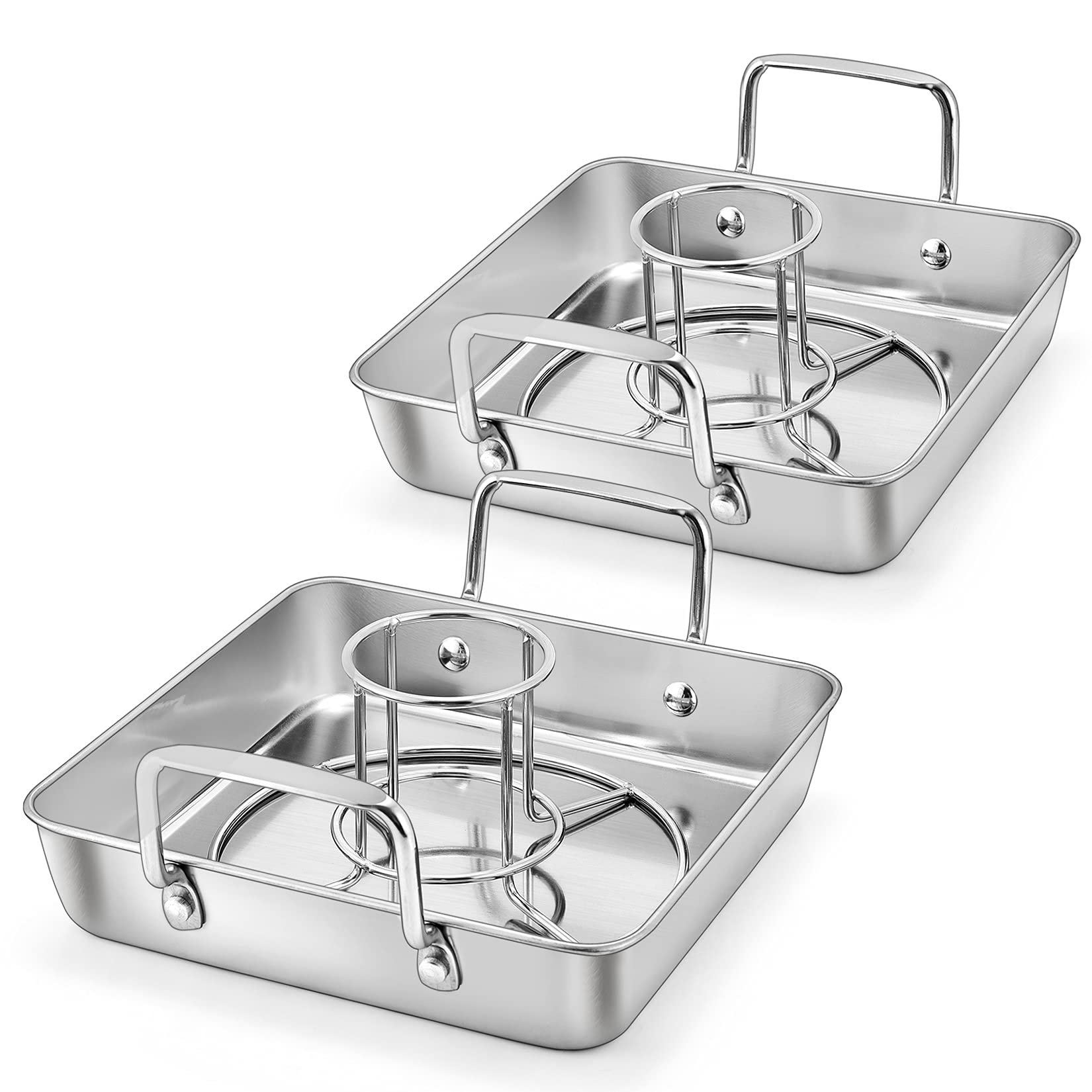 ColorLife Beer Can Roasting Chicken Holder (2 Pans + 2 Racks ...