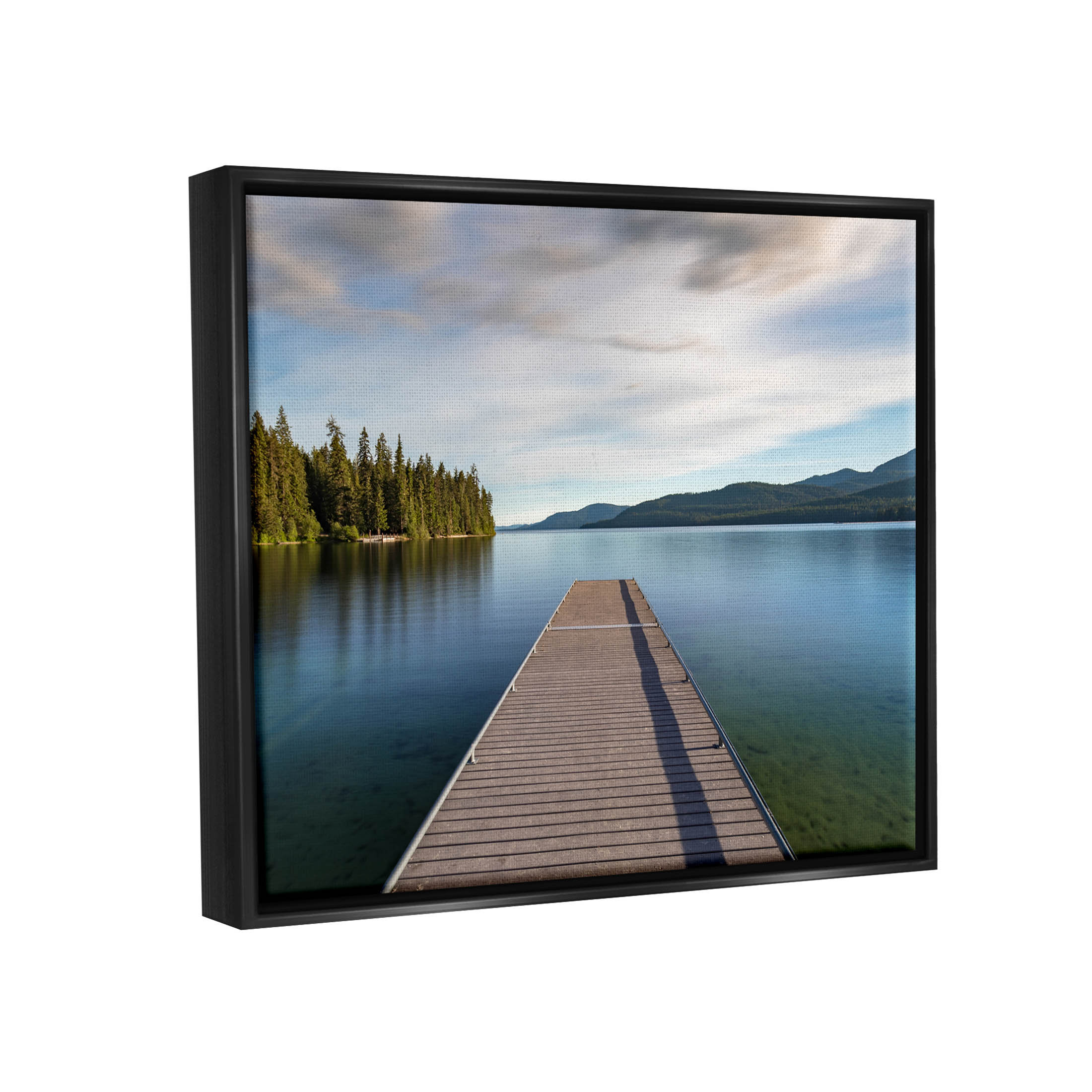 Dovecove Soothing Lake Dock Mountains - Floater Frame Photograph on ...