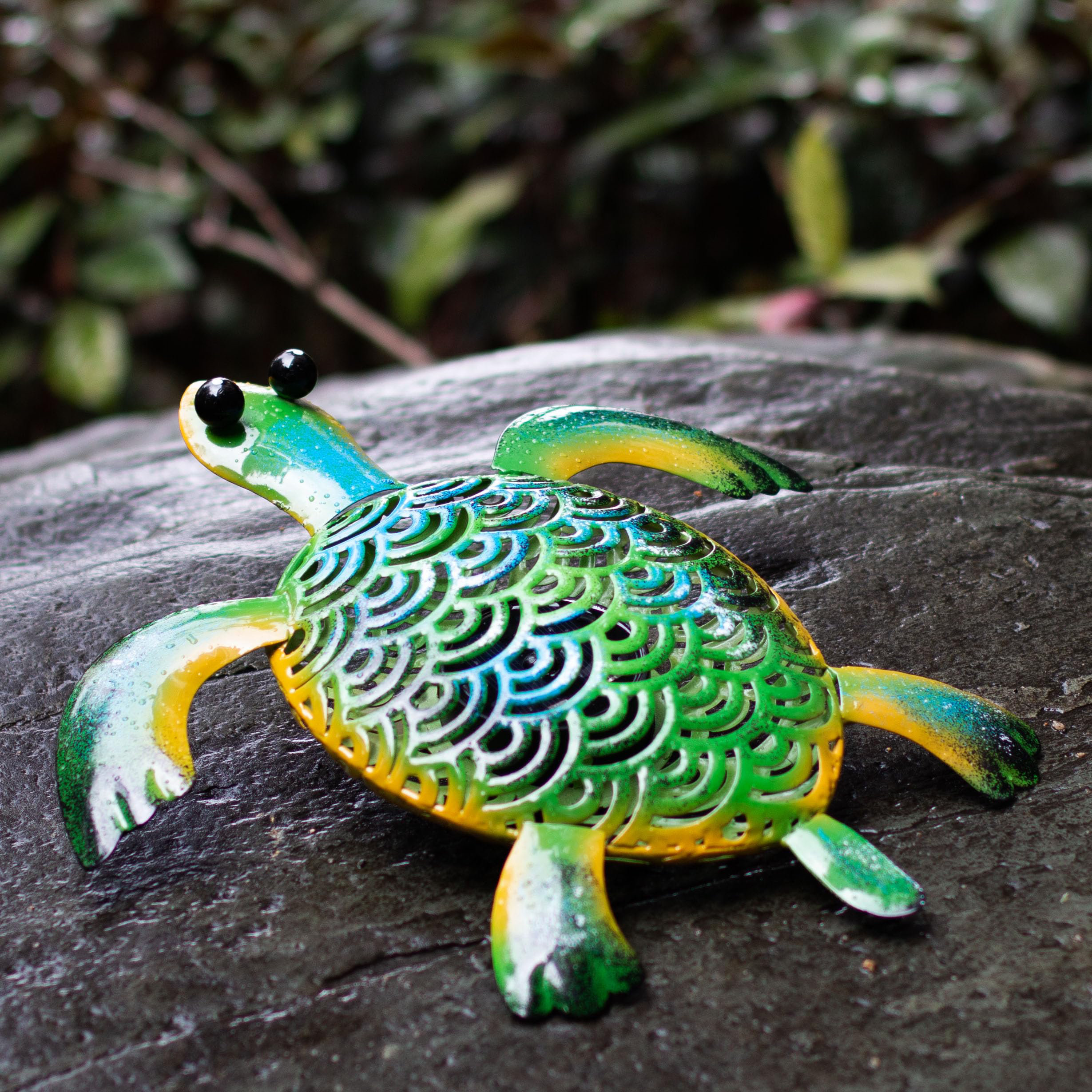 Bay Isle Home™ Solar Turtle Garden Outdoor Statues Wall Decor Metal Art ...
