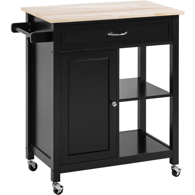 Latitude Run® Kitchen Island Cart, Rolling, Storage, Solid Wood Top ...