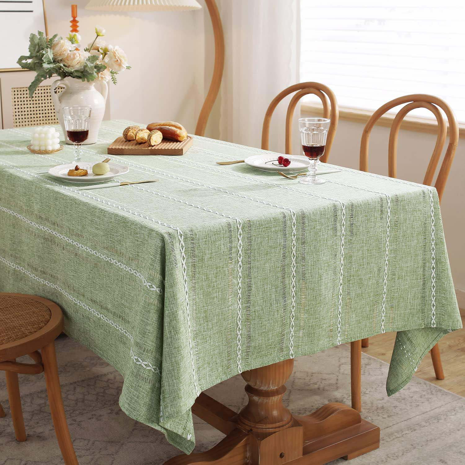 Gracie Oaks 60 X 84 Inches Farmhouse Style Linen Tablecloths, Wrinkle ...