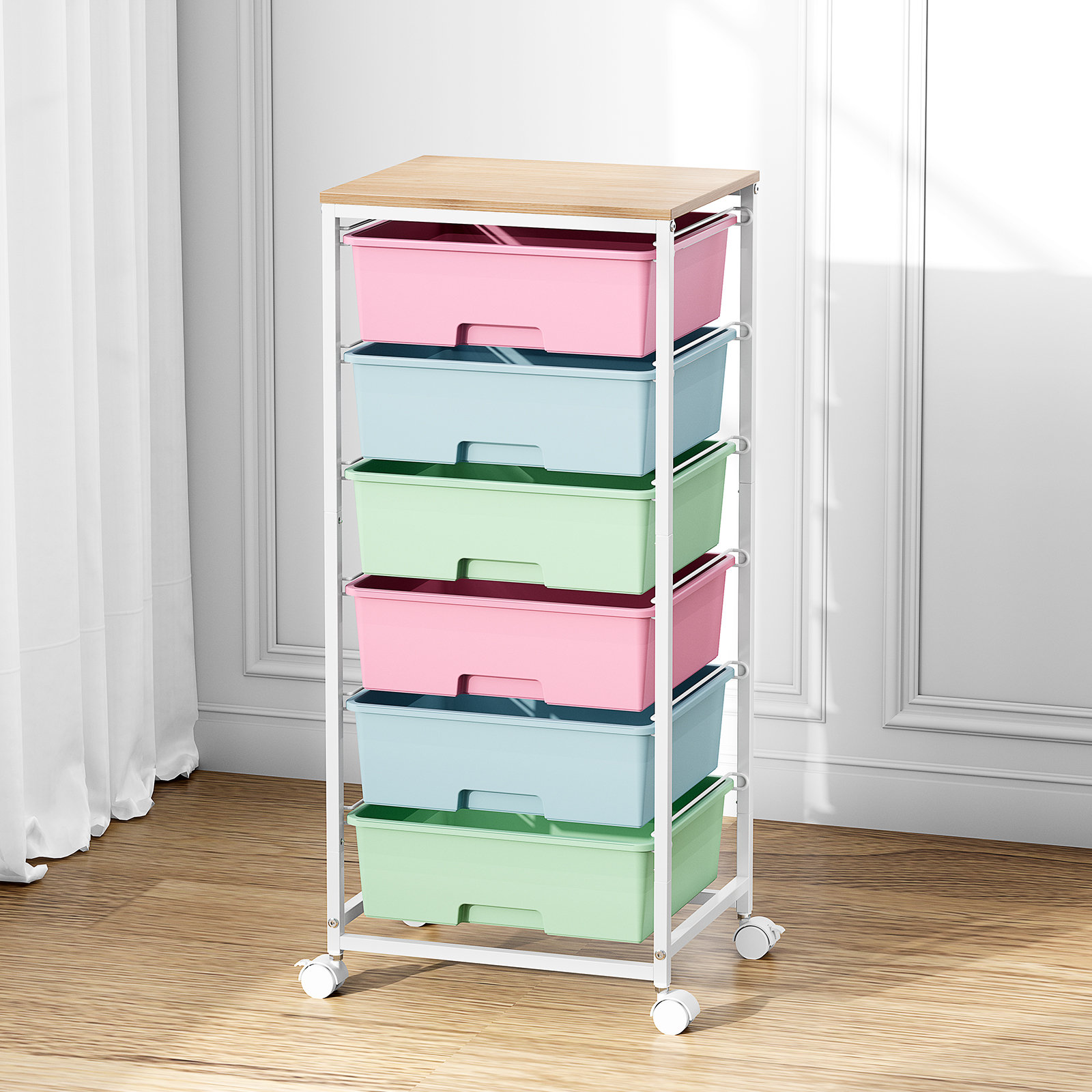 Latitude Run® Rolling Storage Drawers with Wheels ,Utility Cart with 6 ...