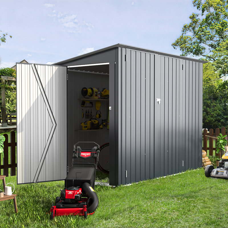 AECOJOY 7 ft. 6 in. W x 4 ft. D Metal Horizontal Storage Shed & Reviews ...